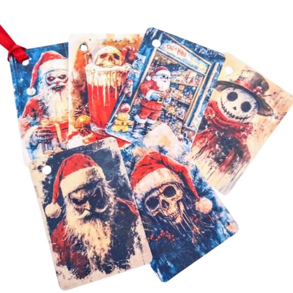 Hand Crafted | Holiday | 8 Pc Set Christmas Creepy Horror Gift Tags ...